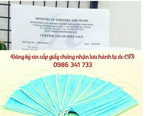 Giấy Chứng Nhận Lưu Hành Tự Do CFS Cho Khẩu Trang Y Tế Giấy Phép Doanh Nghiệp