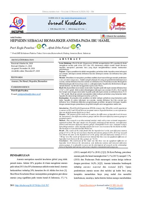 Pdf Hepsidin Sebagai Biomarker Anemia Pada Ibu Hamil