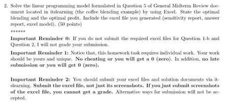 2 Solve The Linear Programming Model Formulated In
