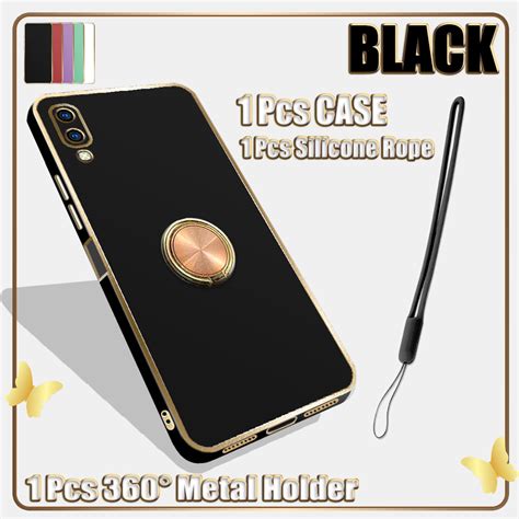 For Vivo Y S Y C Y I Y Y S Electroplated Straight Edge Case With Mobile Metal Ring