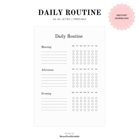 Minimalist Daily Routine Printable Routine Daily Productivity Planner