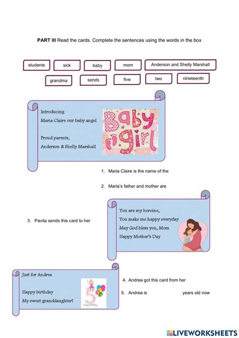 Task 1 Greeting Cards Worksheet Artofit
