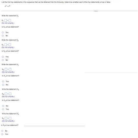 Solved List The First Five Statements In The Sequence That