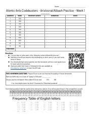 Atomic Ants Week 1 TEST Pdf Name Atomic Ants Codebusters