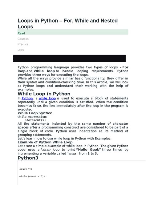 4 Loops In Python Python Provides Three Ways For Executing The Loops