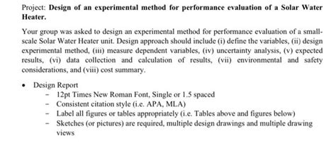 Solved Project Design Of An Experimental Method For