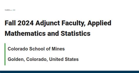 fall 2024 adjunct faculty applied mathematics and statistics job with