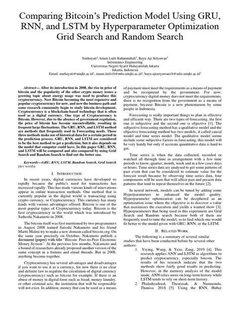 Comparing Bitcoins Prediction Model Using Gru Rnn And Lstm By Hyperparameter Optimization