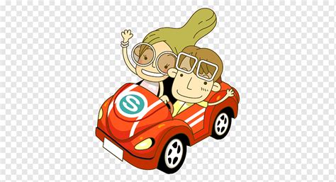 만화 아이 일러스트 남자와 여자는 스포츠카를 운전 소형 자동차 만화 자동차 사고 Png Pngwing