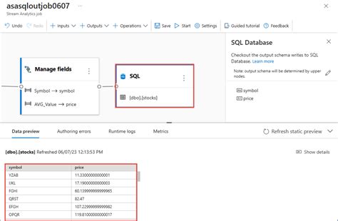 Use Azure Stream Analytics No Code Editor To Transform And Store Data In Azure Sql Database