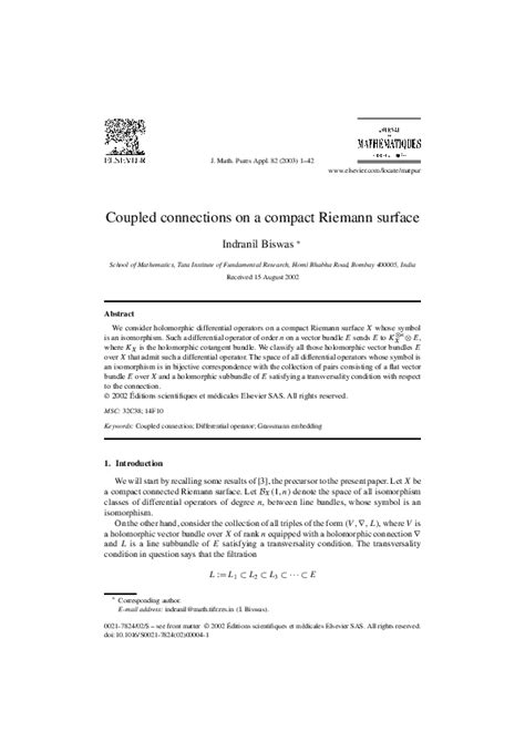 Pdf Coupled Connections On A Compact Riemann Surface