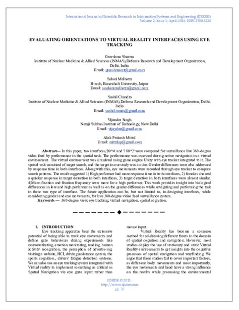 Pdf Evaluating Orientations To Virtual Reality Interfaces Using Eye Tracking
