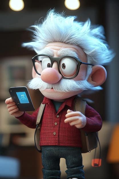 Clever 3d Cartoon Character Using Hightech Gadgets Premium Ai Generated Image