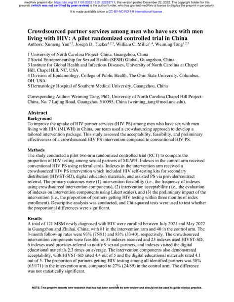 Pdf Crowdsourced Partner Services Among Men Who Have Sex With Men