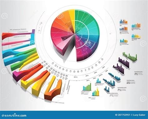 Data Visualization Charts Diagrams Vibrantly Illustration With White Background Stock