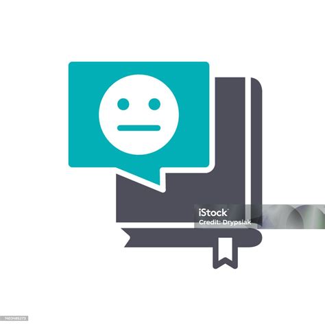 중립적 인 얼굴 컬러 아이콘으로 예약하십시오 감정적이지 않은 리뷰 부정적인 피드백 기호 Brand Name Online Messaging Platform에 대한 스톡 벡터