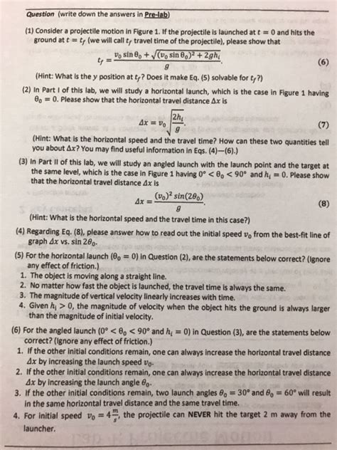 Solved Consider A Projectile Motion In Figure 1 If The
