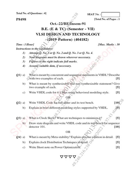 Be Electronics And Telecommunication Engineering Semester 7 2022 October Vlsi Design