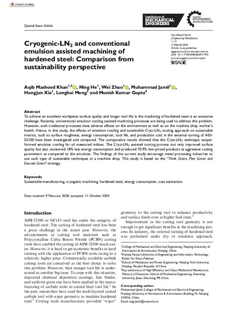 Pdf Cryogenic Ln2 And Conventional Emulsion Assisted Machining Of Hardened Steel Comparison