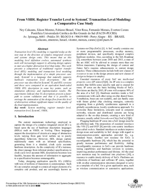 Pdf From Vhdl Register Transfer Level To Systemc Transaction Level Modeling A Comparative