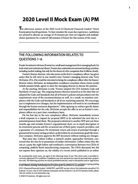 Cfa 2020 L2 Mock Exam A Afternoon Session With Solutionspdf Pdf