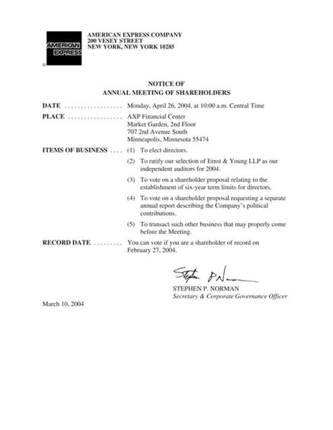 American Express Proxy Statements2004 Pdf