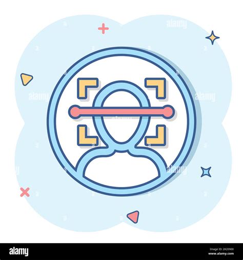 Face Scan Icon In Comic Style Facial Id Vector Cartoon Illustration On White Isolated