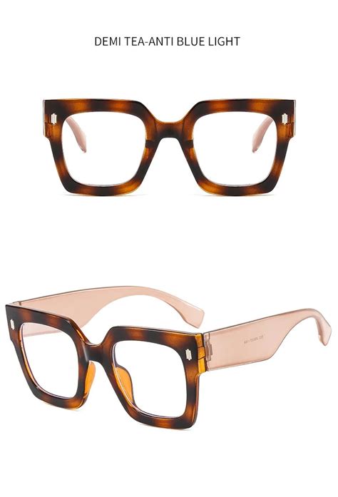 Retro Square Big Glasses Frame Men New Anti Blue Light Glasses Women