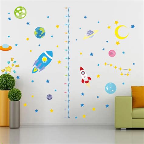 Детская комната украшение стены наклейки с принтами Вселенной космоса принтами с героями