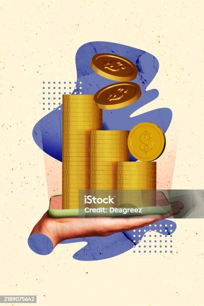 합성 이미지 몽타주 경향 삽화 돈의 3d 콜라주 재원 예산 수입 달러 상인 성공 목표 손 홀드 스마트 폰 디스플레이 0명에 대한 스톡 사진 및 기타 이미지 Istock