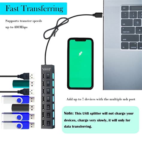 Ports USB Hub Hi Speed Hub Mbps On Off Switch Shopee Singapore