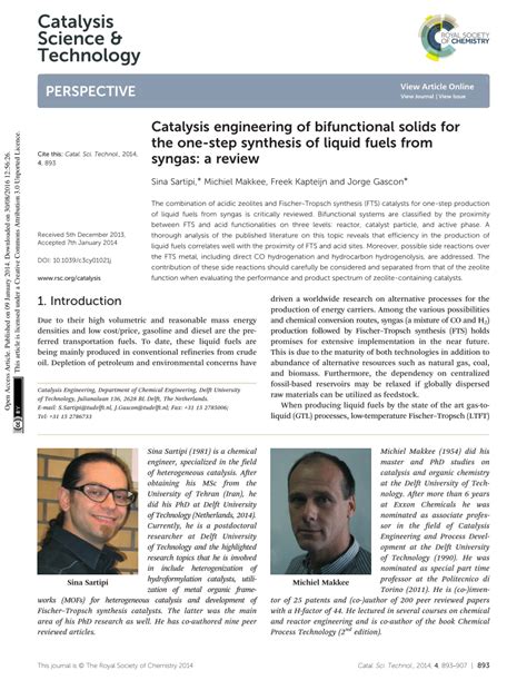 Pdf Catalysis Engineering Of Bifunctional Solids For The One Step