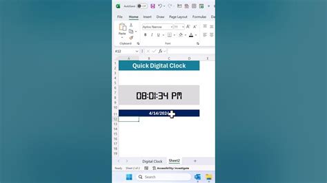 Quick Excel Tutorial Digital Clock Magic Exceltips Excelformula Shorts Youtube
