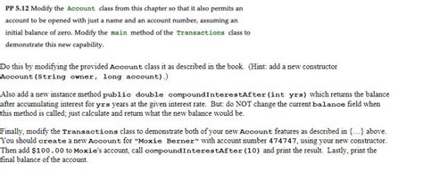 Solved Account Class Transactions Class Import