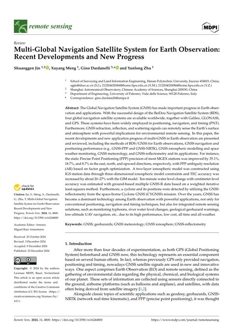 Pdf Multi Global Navigation Satellite System For Earth Observation Recent Developments And