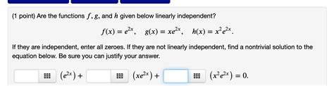 Solved 1 Point Are The Functions F G And H Given Below