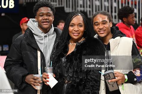Marlo Hampton Poses With Her Nephews During The Game Between The