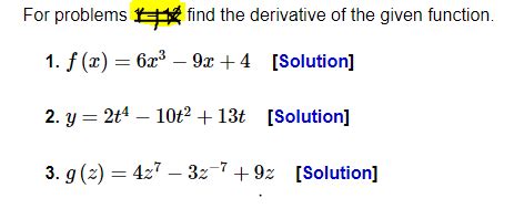 Solved For Problems Find The Derivative Of The Given Chegg