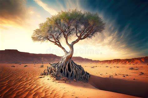 Lonely Tree With Fading Crown That Could Not Cope With Harsh Conditions