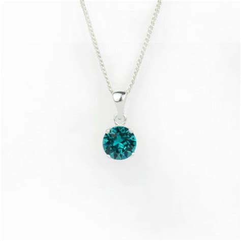 Birthstone Silver Necklace With Swarovski Crystals By Ellie Ellie