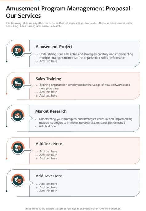 Amusement Program Management Proposal Our Services One Pager Sample Example Document