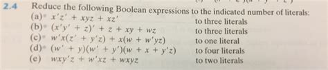 Solved 24 Reduce The Following Boolean Expressions To The