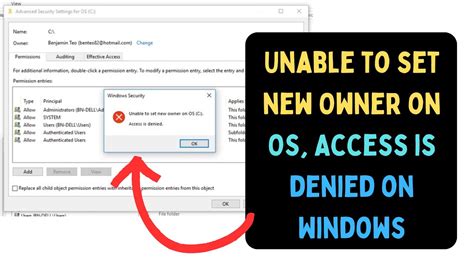 How To Fix Unable To Set New Owner On Os Access Is Denied Error On