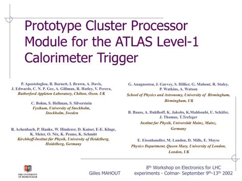 Ppt Prototype Cluster Processor Module For The Atlas Level 1 Calorimeter Trigger Powerpoint