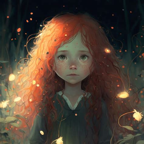 Premium Ai Image Redhead Haired Girl With Long Red Hair And Green
