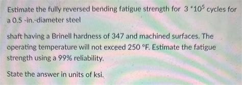 Solved Estimate The Fully Reversed Bending Fatigue Strength