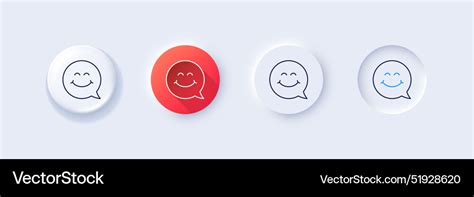 Smile Face Line Icon Happy Emoticon Chat Sign Vector Image
