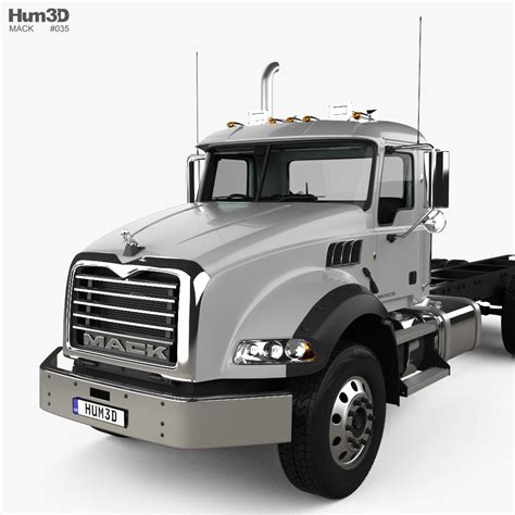 Mack Granite Chassis Truck 3 Axle With Hq Interior Rhd 2014 3d Model