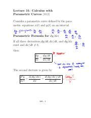 L Calculus With Parametric Curves Pdf Lecture Calculus With Parametric Curves