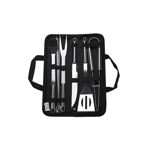 Съдове за грил 9 броя неръждаема стомана черен куфар за транспорт